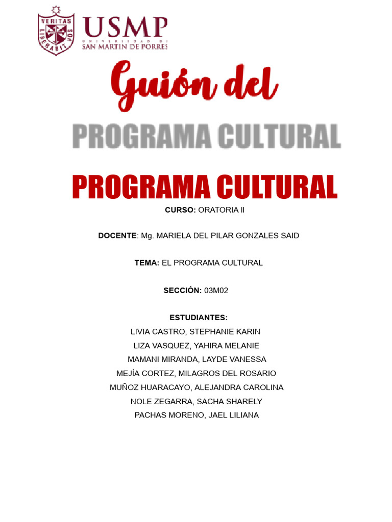 Ejemplo de Guión de Un Programa Cultural USMP | Descargar gratis PDF | Temblores