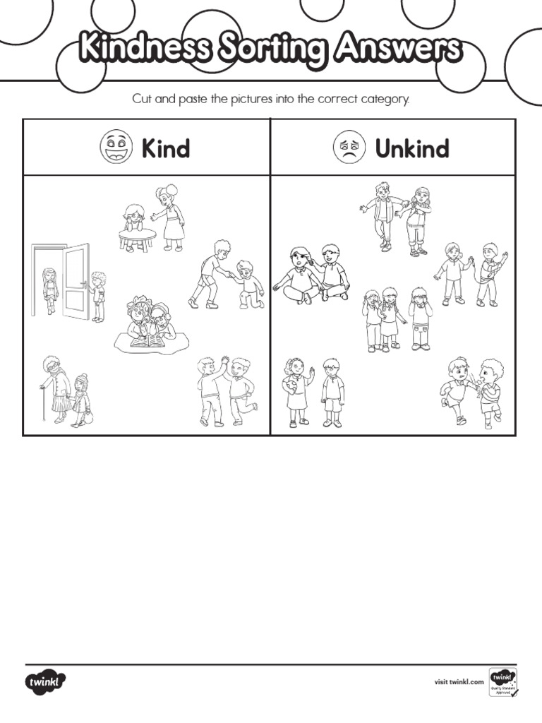 Answers Kindness Sorting Activity | PDF