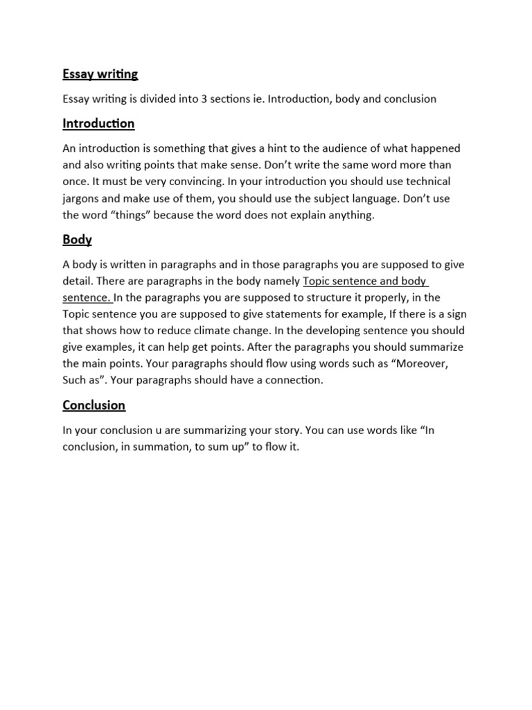 Essay Structure: Intro, Body, Conclusion | PDF