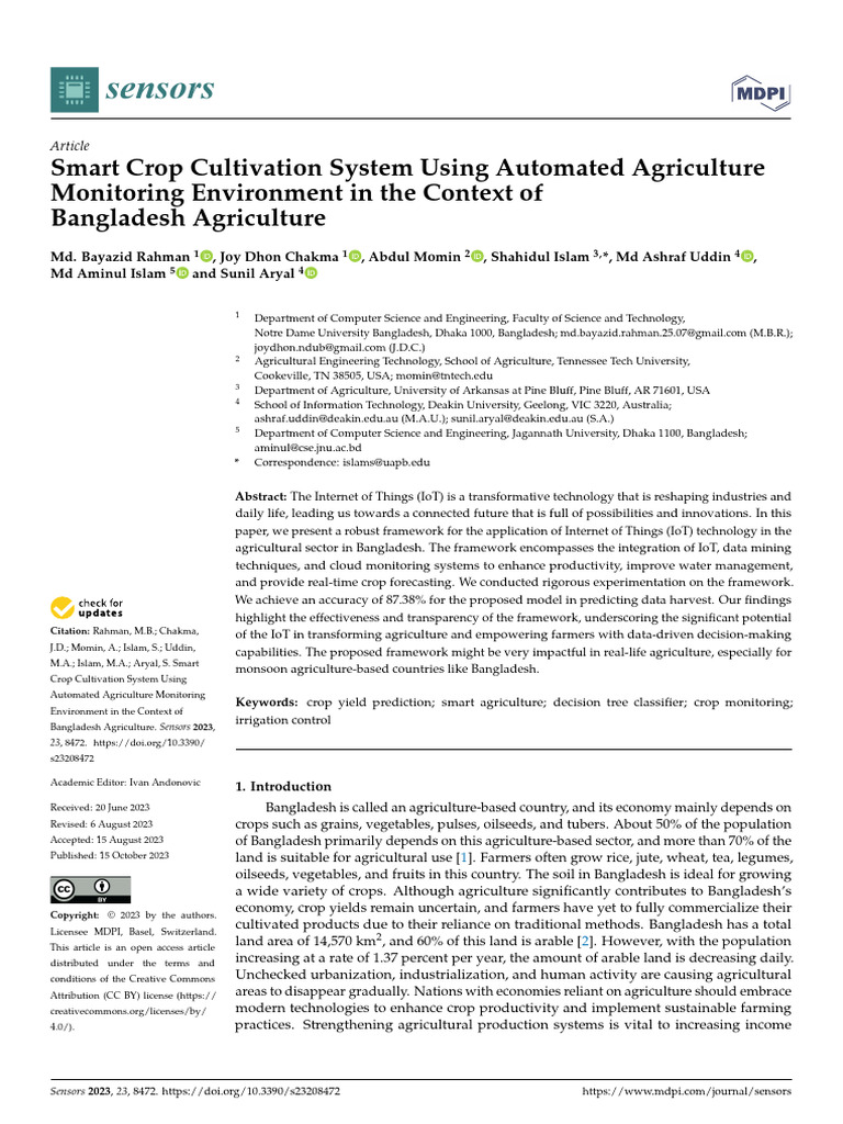 Smart Crop Cultivation System Using Automated Agriculture Monitoring ...