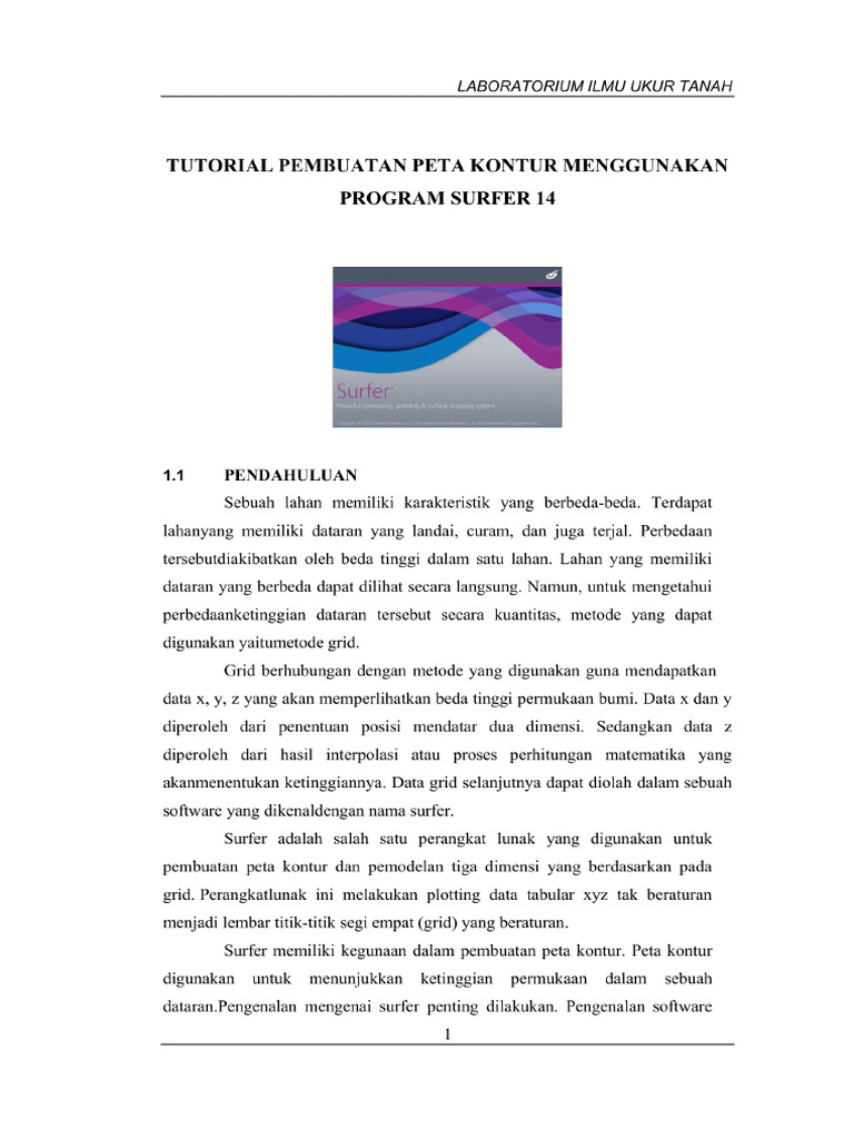 Tutorial Pembuatan Peta Kontur Menggunakan Program Surfer | PDF