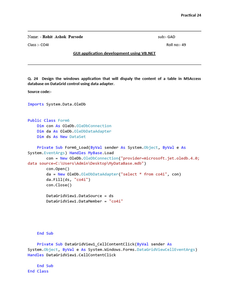 GAD Practical 24 | PDF