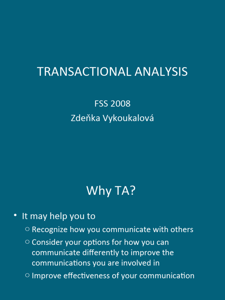 Basics of Transactional Analysis | PDF | Psychology | Behavioural Sciences