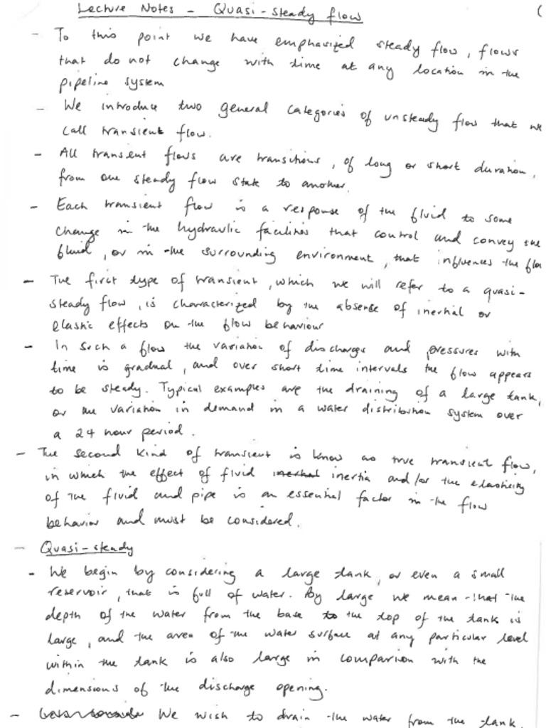 Lecture Note Plus Tutorial On Quasi Steady Flow | PDF