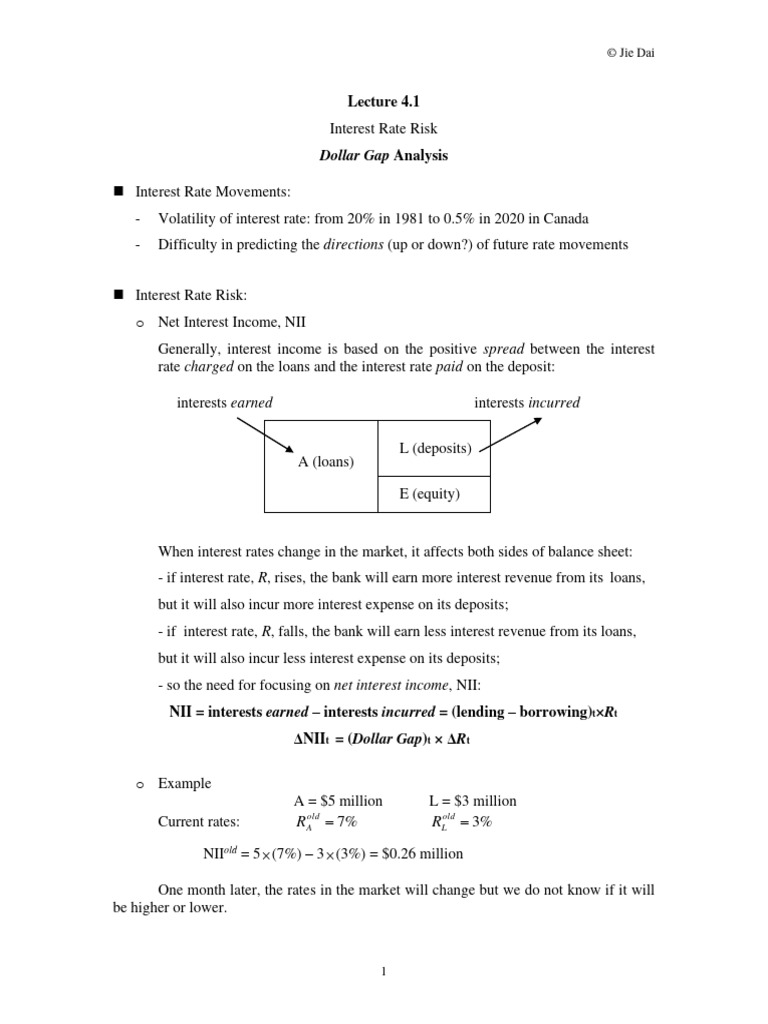 Interest Rate Risk and Dollar Gap Analysis | PDF | Interest | Interest ...
