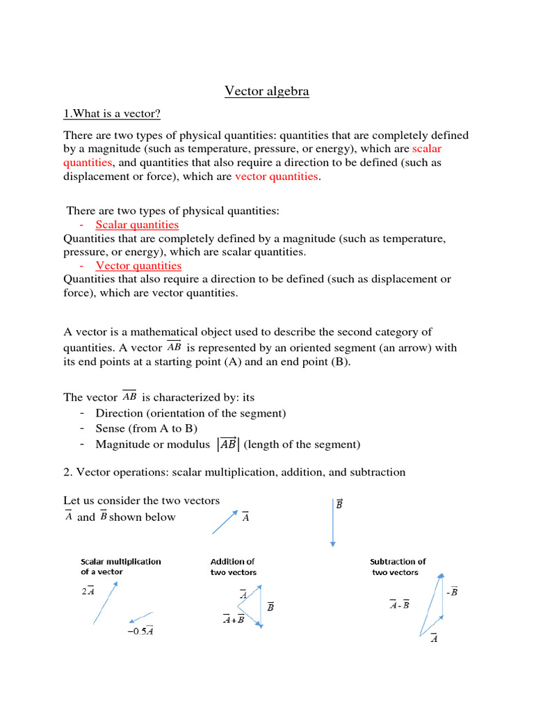 Vector Algebra | PDF | Euclidean Vector | Quantity