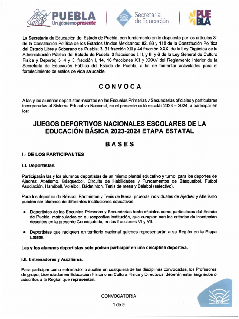 Convocatoria Juegos Deportivos | PDF