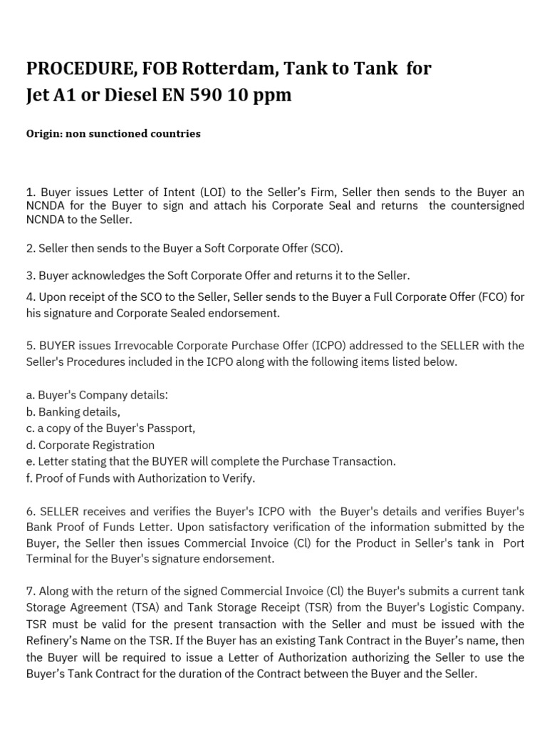 FOB Tank To Tank Procedure | PDF