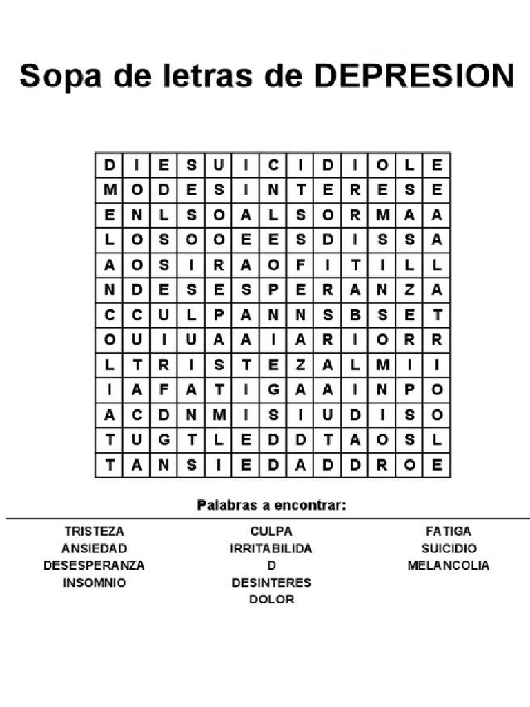 Sopa de Letras Depresion | PDF