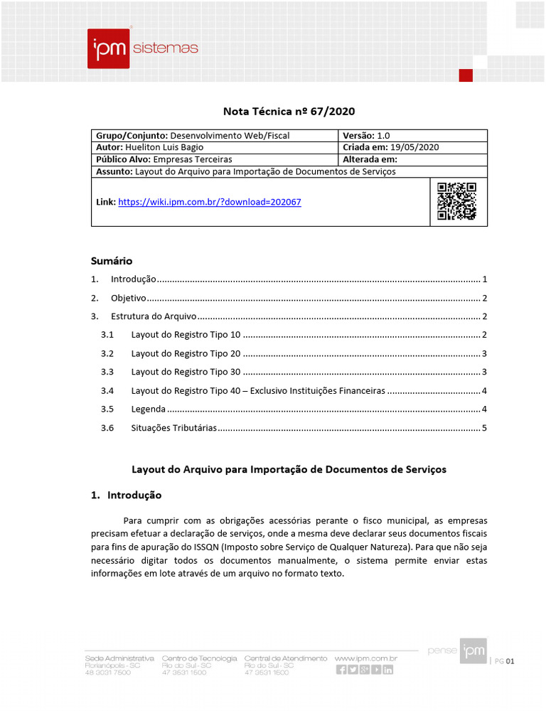 Layout para Importação de Documentos Fiscais | PDF | Recibo | Impostos