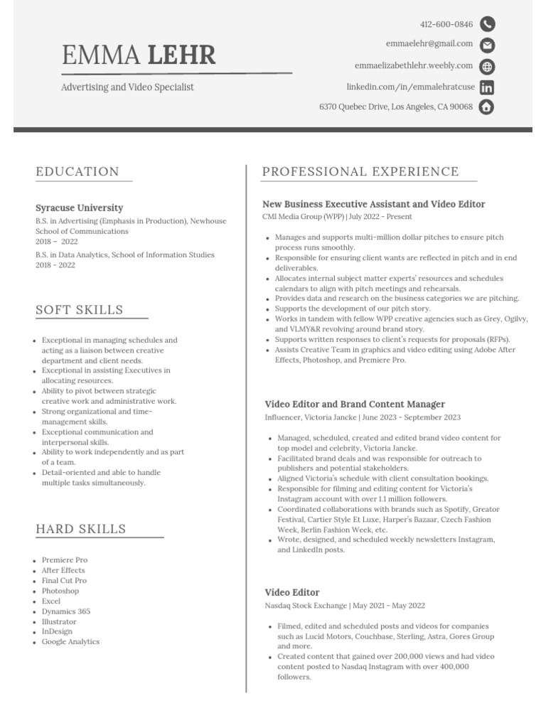 Emma e Lehr Resume | PDF | Human Communication | Communication