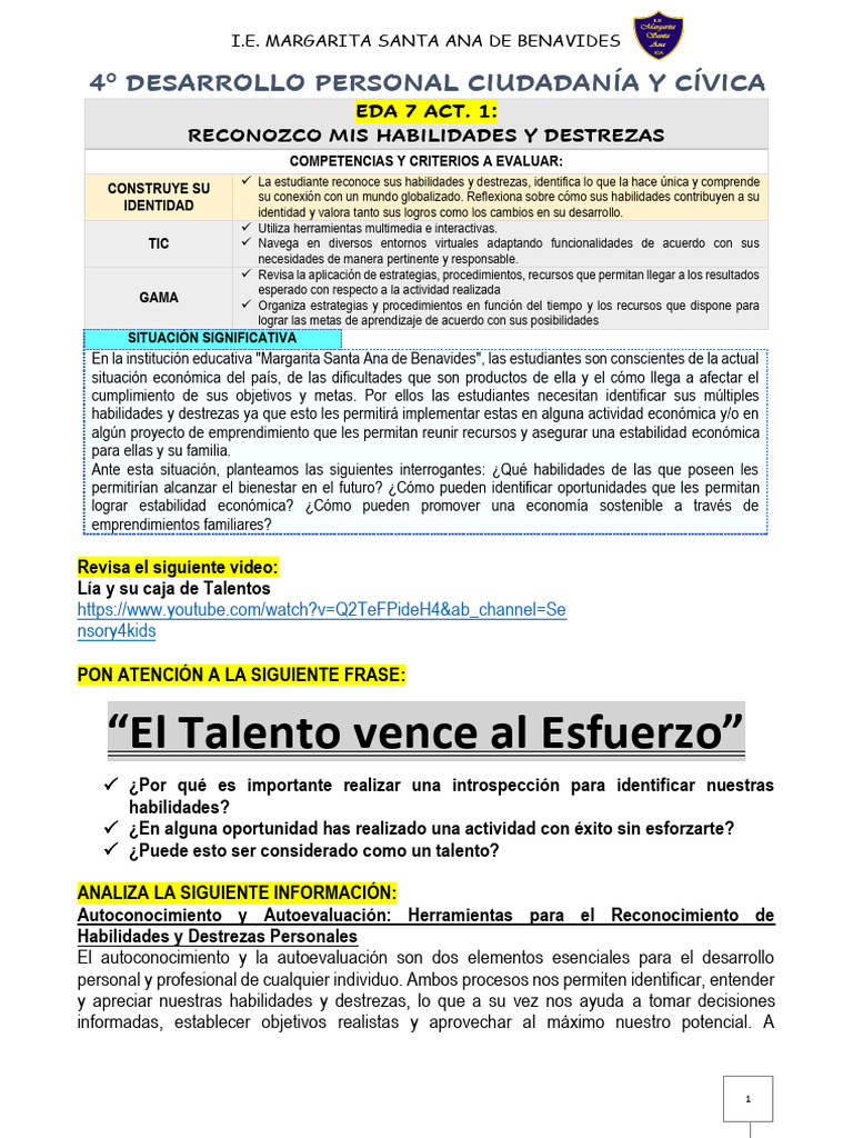 4° DPCC, Eda 7, Ficha 1 | PDF