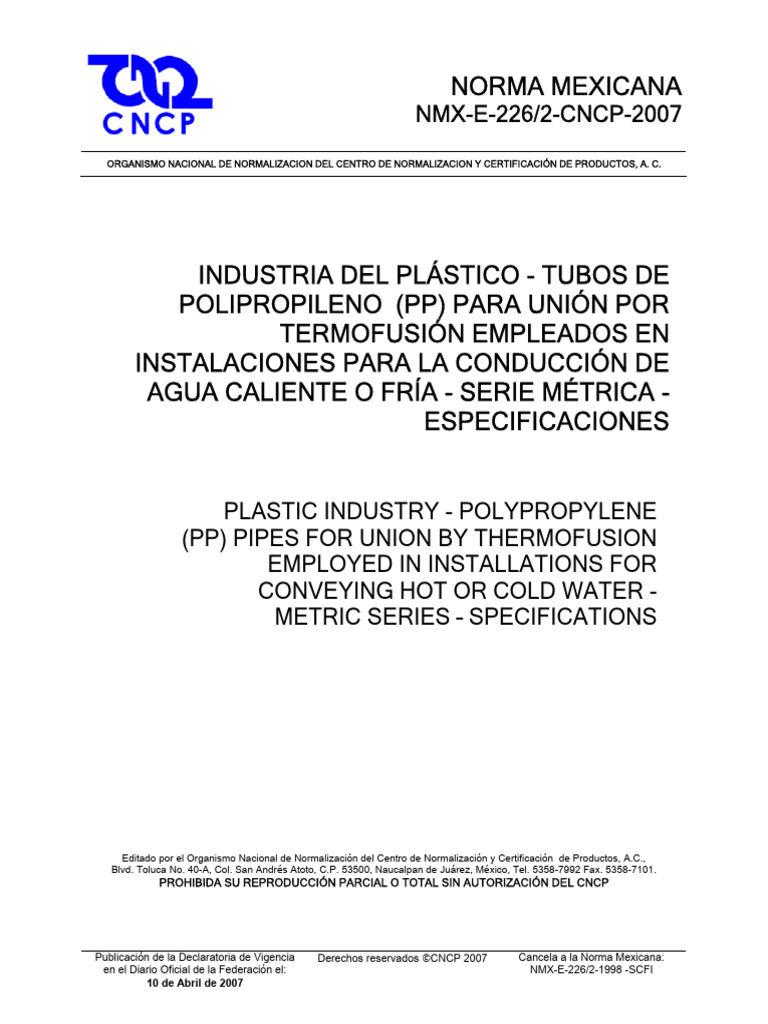 NMX e 226 2 CNCP 2007 | PDF | México | Agua