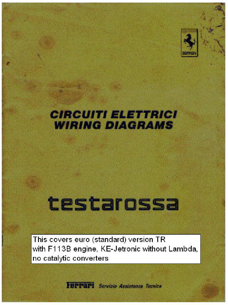Ferrari Testarossa Wiring Diagrams | PDF