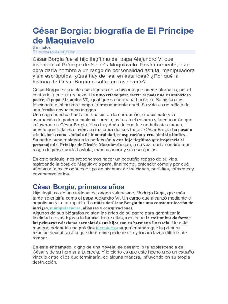 CESAR BORGIA | PDF | El príncipe | Lucrezia Borgia