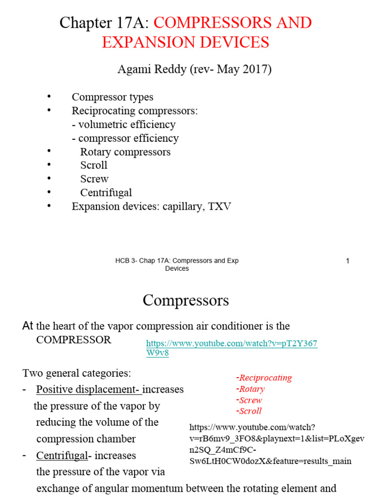 Chapter 17A:: Compressors and Expansion Devices | PDF ...
