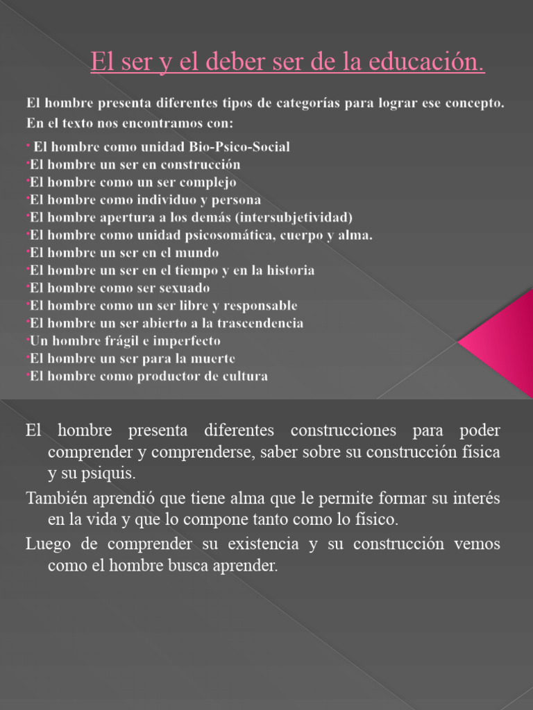El Ser y El Deber Ser de La Educacion | PDF | Aprendizaje | Ciencias ...
