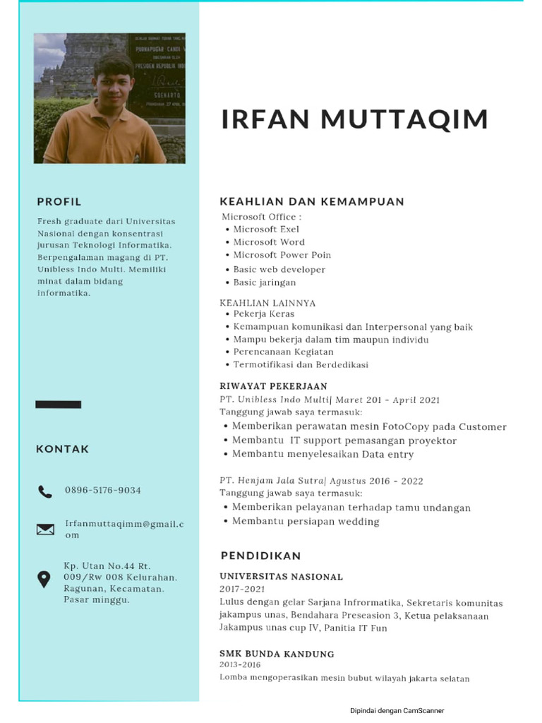 CV Irfan Muttaqim | PDF