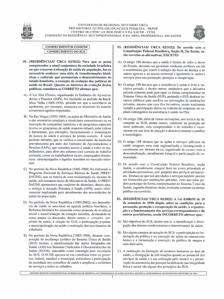 Prova SUS 2022.02 | PDF Prova SUS 2022.02 | PDF