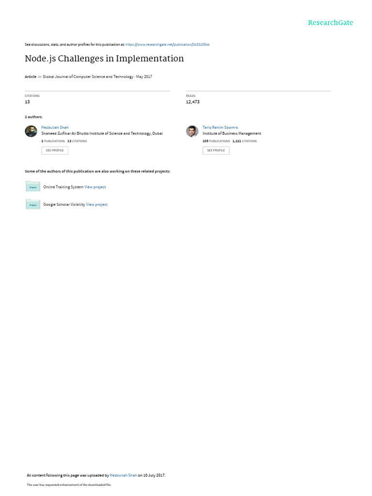 8 Node Js Challenges in Implementation | PDF | Dynamic Web Page | Java Script