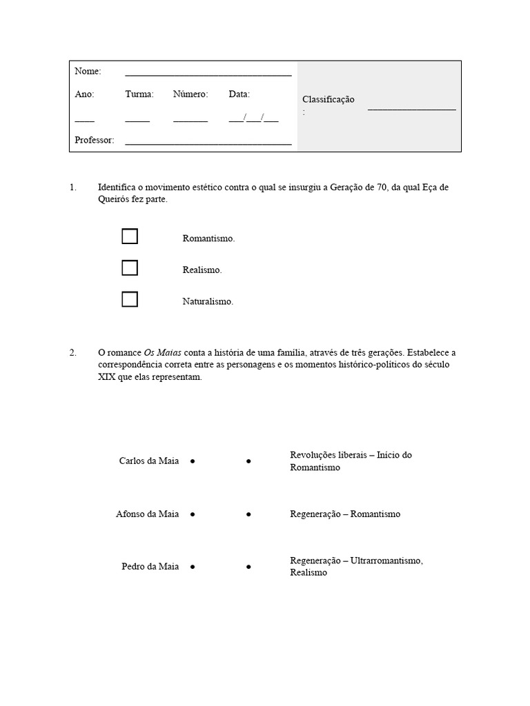 Análise Crítica de "Os Maias" de Eça de Queirós | PDF