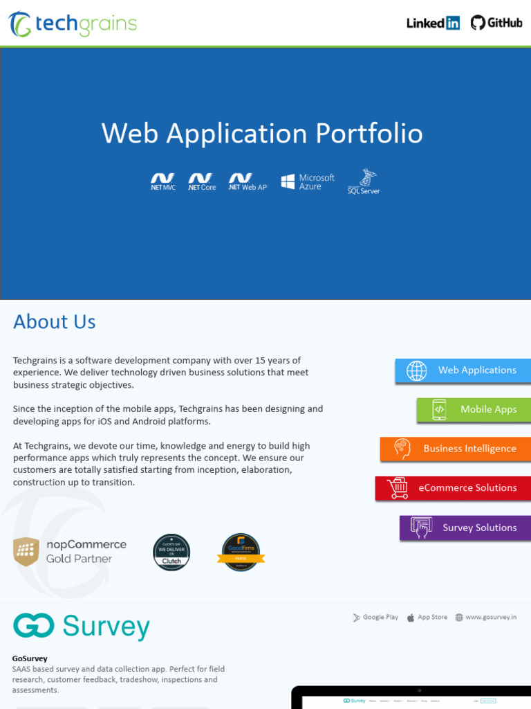 Techgrains - Web Application Portfolio | PDF | Mobile App | Web Application
