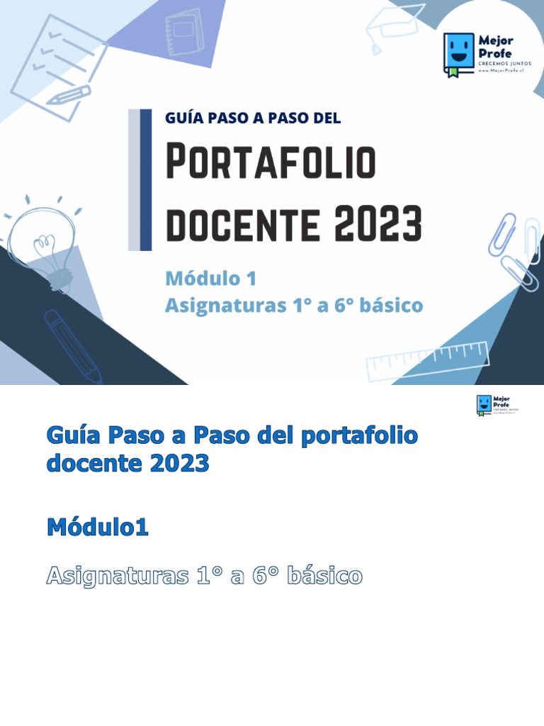 (1° A 6° Básico) Guía Paso A Paso Del Portafolio Docente 2023 | PDF | Evaluación | Aprendizaje