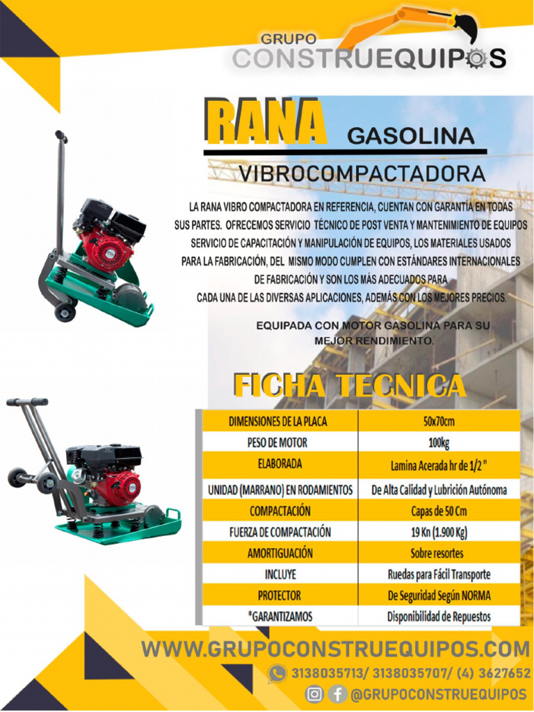 Ficha Tecnica Rana Vibrocompactadora | PDF