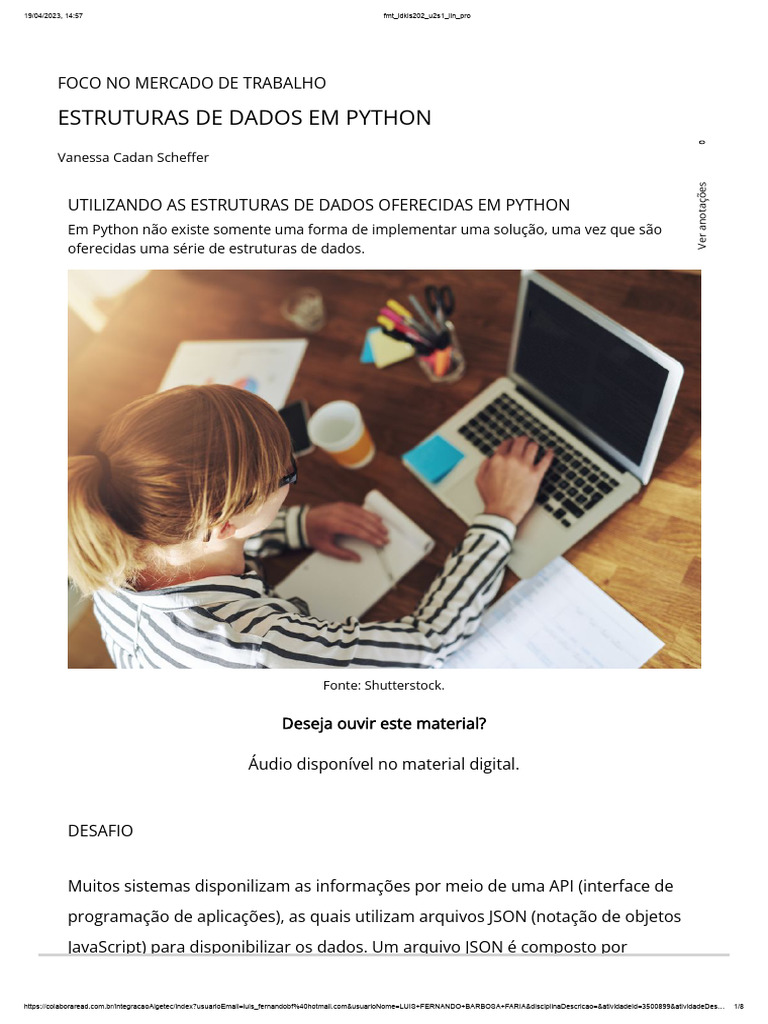 Estruturas de Dados em Python Analise e Desenvolvimento de Sistemas - 2225465 | PDF | Estrutura ...