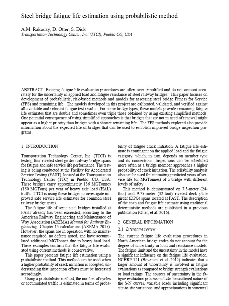 Steel Bridge Fatigue Life Estimation Using Probabilistic Method | PDF | Fatigue (Material) | Bridge