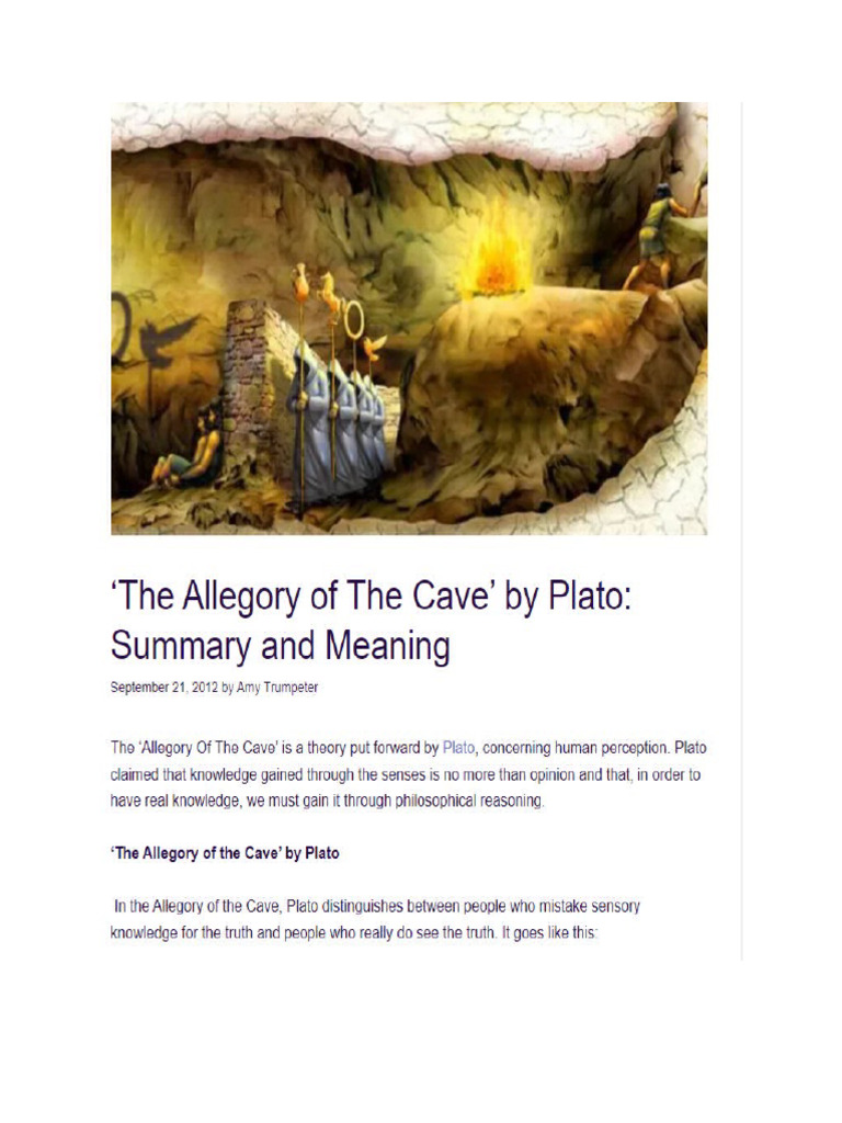 Allegory of The Cave by Plato | PDF