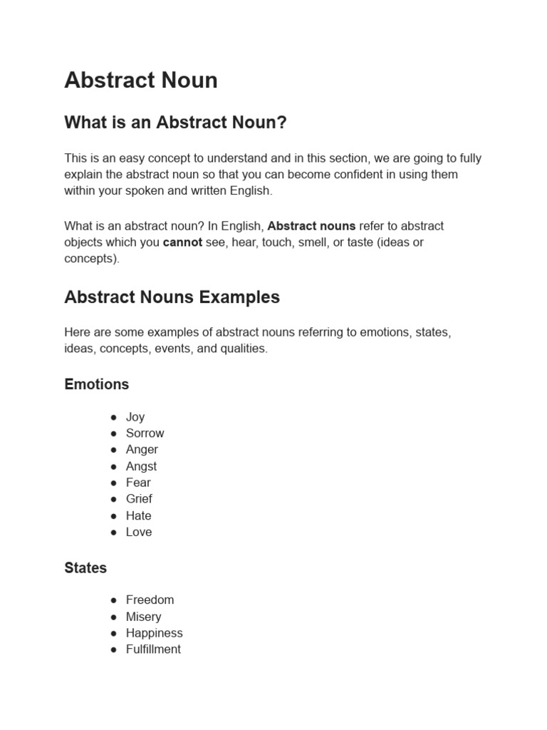 Abstract&Concrete Nouns | PDF