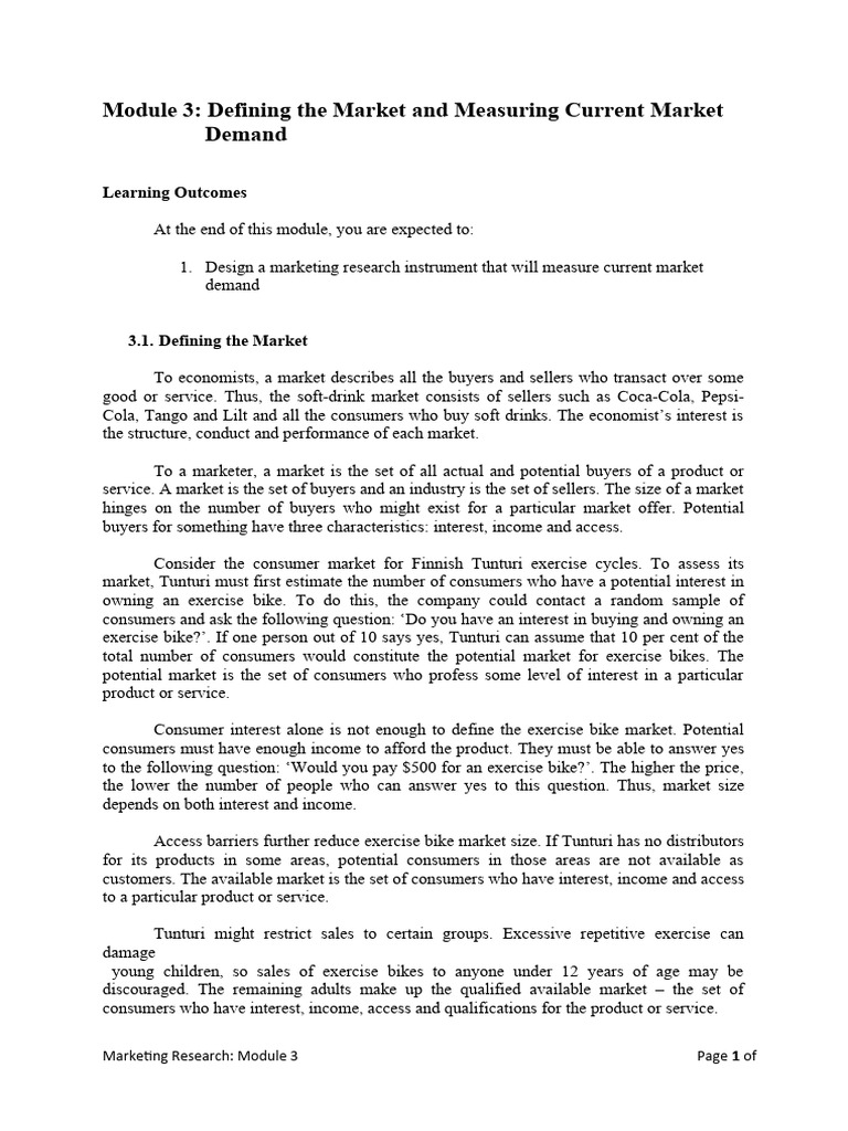 Measuring Current Market Demand | PDF | Demand | Market (Economics)