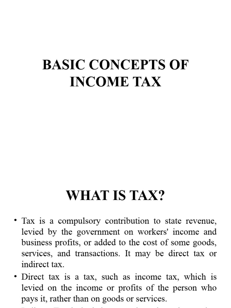 Basic Concepts of Income Tax | PDF