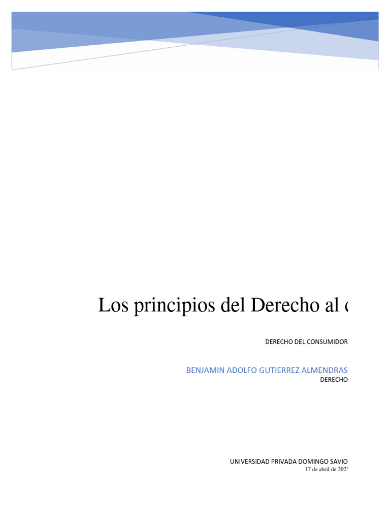 PRINCIPIOS DEL DERECHO AL CONSUMIDOR LEY 453 | PDF | Los consumidores | Consumo (economía)