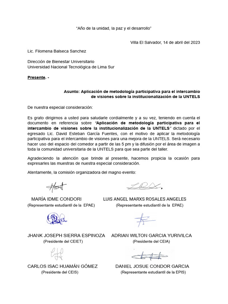 SOLICITUD DE COMEDOR PARA TALLER DINAMICO | PDF