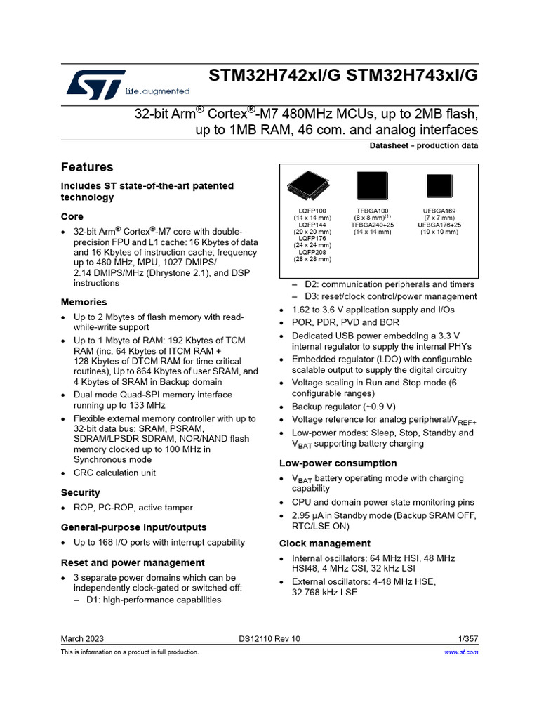 STM 32 H 743 VI | PDF | Dynamic Random Access Memory | Electronic Circuits