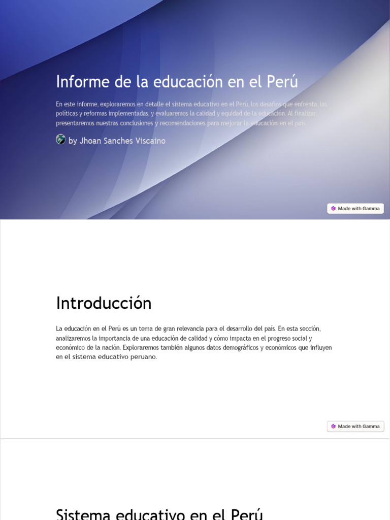 Informe de La Educacion en El Peru | PDF | Inclusión (Educación) | Enseñando