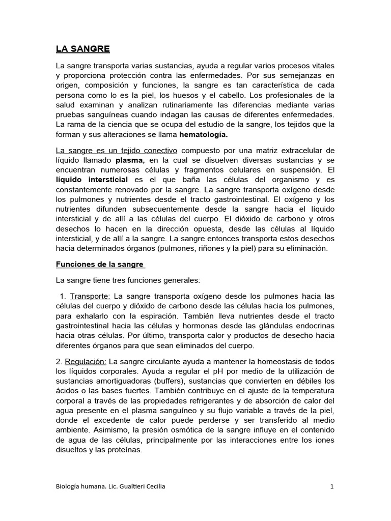 La Sangre 1 Parte | PDF | Sangre | Leucocito