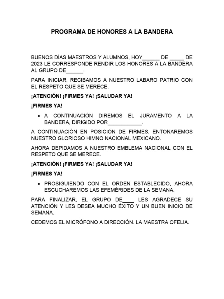 Programa de Honores A La Bandera | PDF