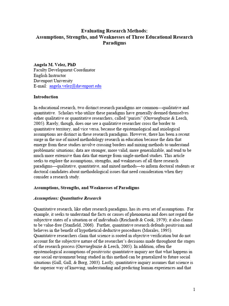 Evaluating Research Methods (Additional Reading Material RM) | PDF | Quantitative Research ...