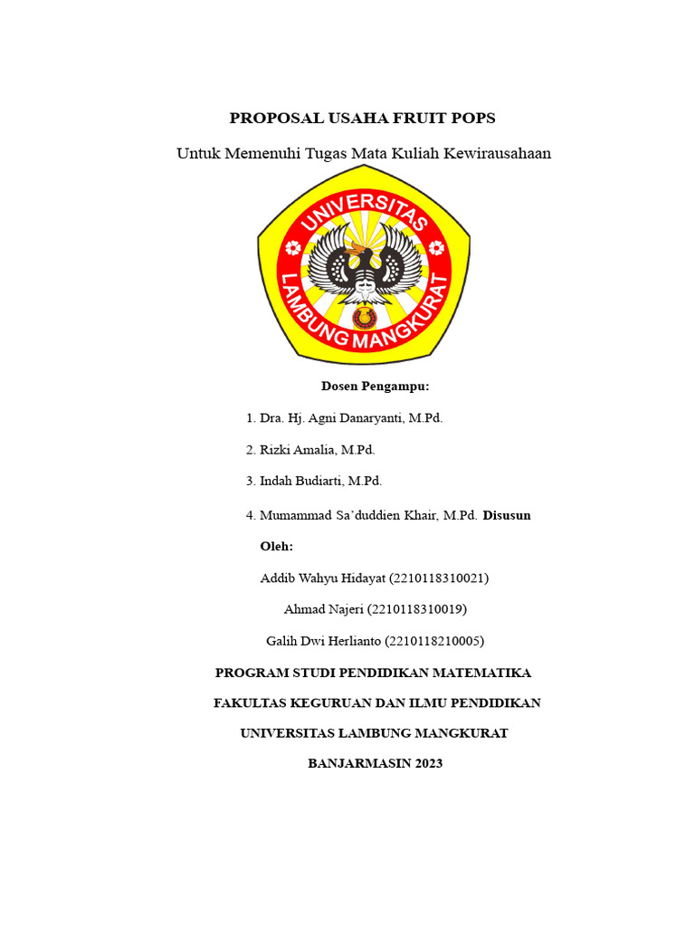 Kelompok 2 Proposal Usaha Fruit Pops | PDF | Kesehatan Holistik | Sains & Matematika