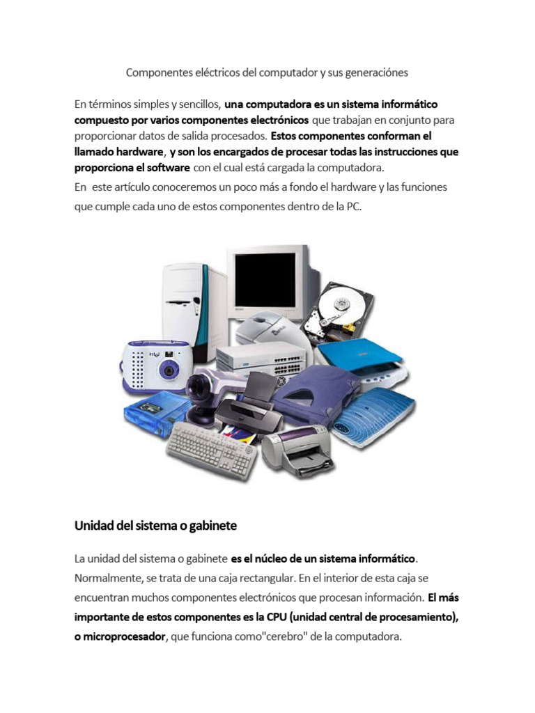 Componentes eléctricos de computadoras | PDF | Tecnología
