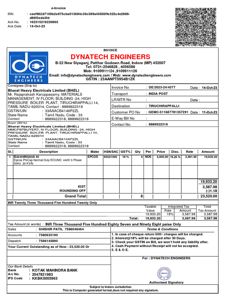 Dynatech Invoice | PDF