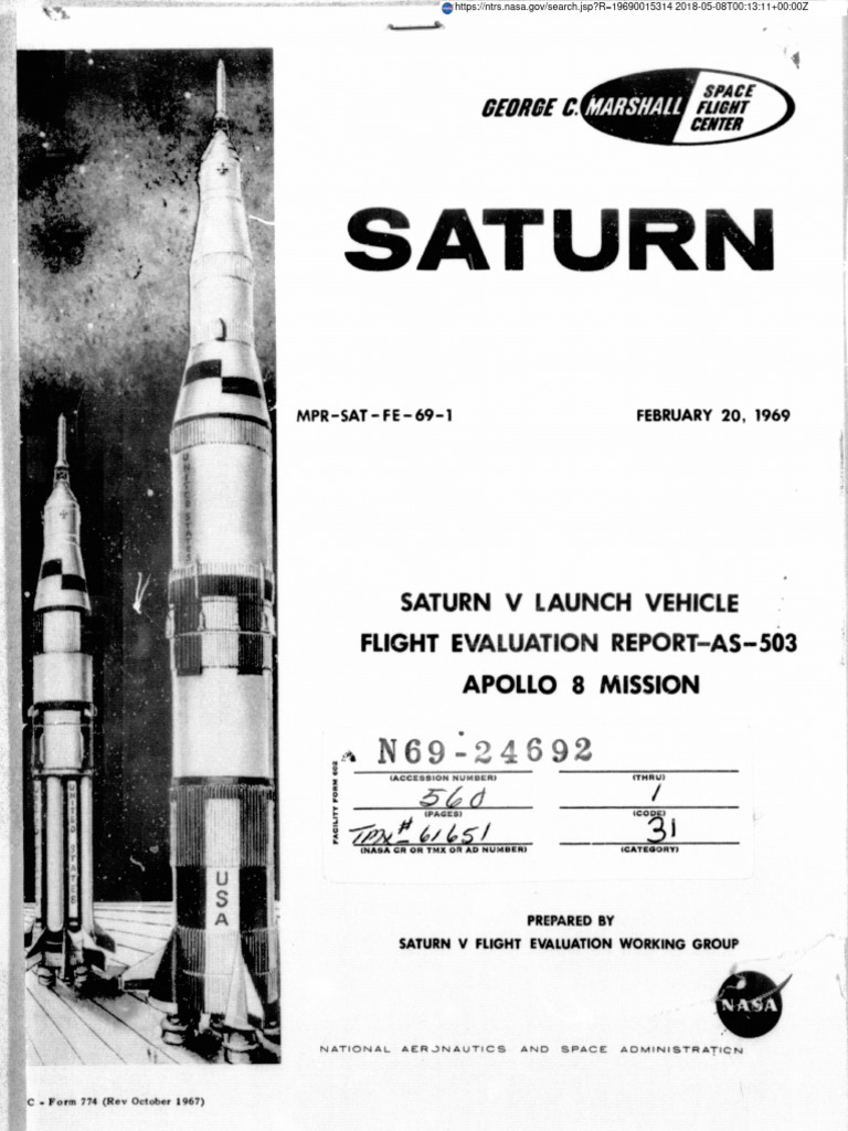Saturn V Launch Vehicle Flight Evaluation Report As 503 | PDF
