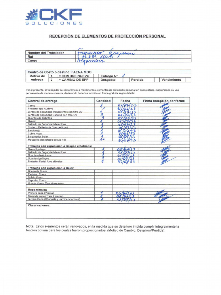 6.2 Registro de Entrega de Epp | PDF