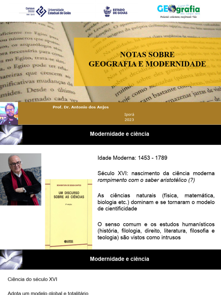 Aula - Notas Sobre Geografia e Modernidade - Teoria e Métodos | PDF | Fenomenologia (Filosofia ...