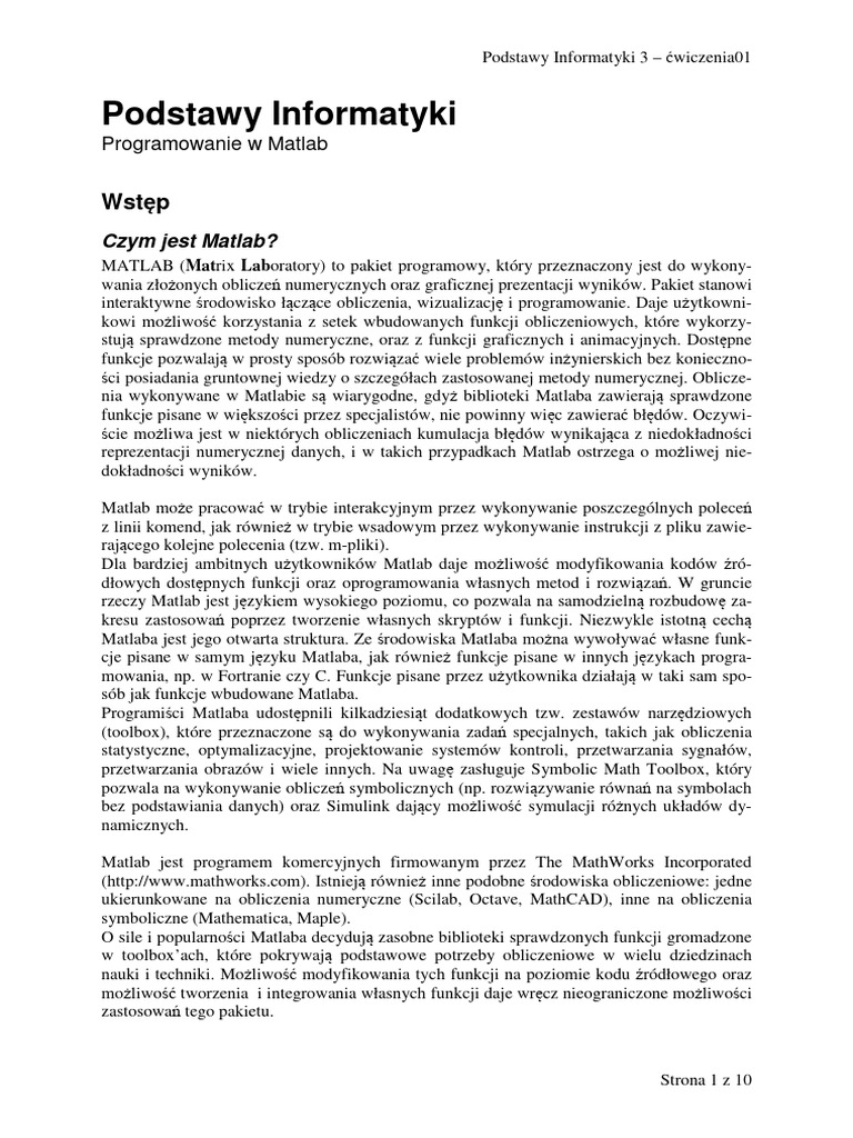 Matlab 01 | PDF