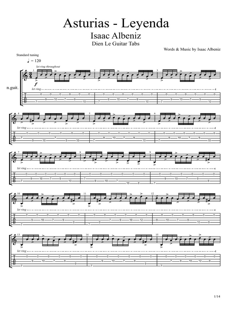 Asturias (Leyenda) - Isaac Albeniz with Guitar TABs | PDF | Irish ...