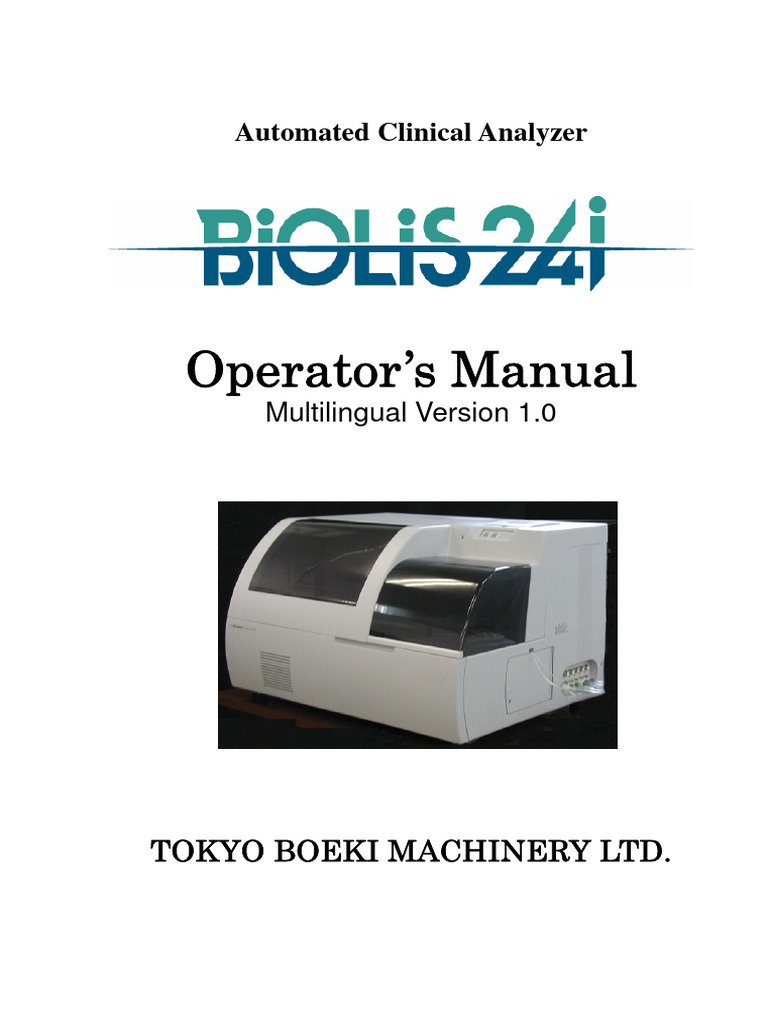 Biolis 24i Chemistry Analyzer Manual | PDF | Electricity | Physical ...